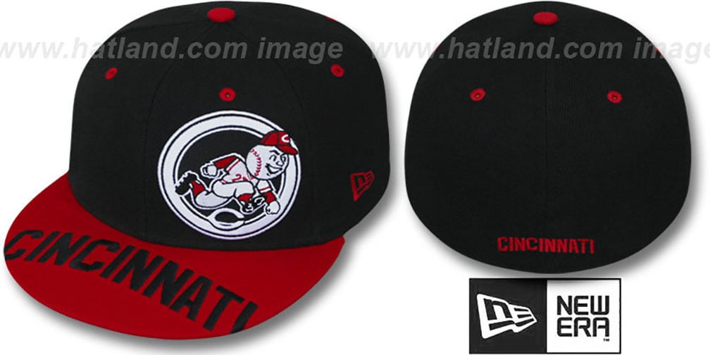 Cincinnati Reds ROTUND Black-Red Fitted Hat by New Era