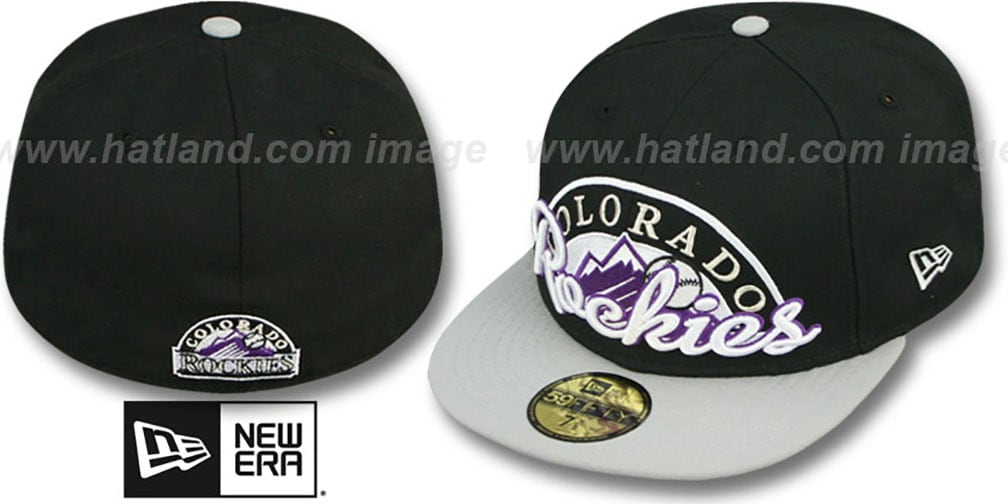 Colorado Rockies SCRIPT-PUNCH Black-Grey Fitted Hat