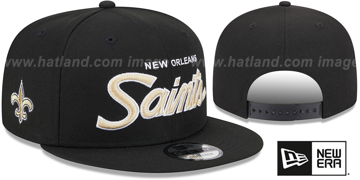 New Orleans Saints TEAM-SCRIPT SNAPBACK Black Hat by New Era