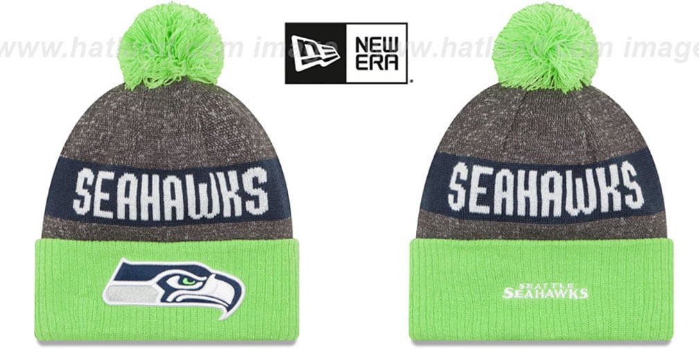 Seattle Seahawks 2016 STADIUM Lime-Navy-Grey Knit Beanie Hat