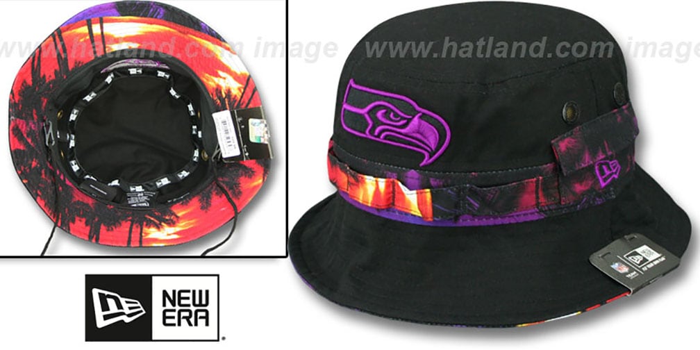 Seattle Seahawks ADVENTURE SUNSET Black Bucket Hat