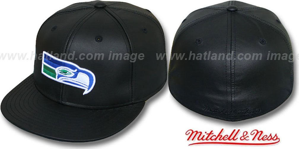 Seattle Seahawks LEATHER THROWBACK Fitted Hat