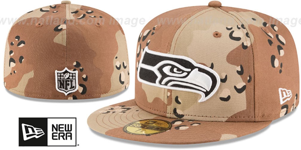 Seattle Seahawks NFL TEAM-BASIC Desert Storm Camo Fitted Hat