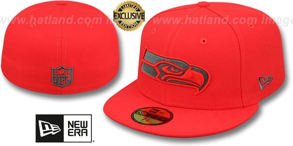 Seattle Seahawks NFL TEAM-BASIC Fire Red-Charcoal Fitted Hat
