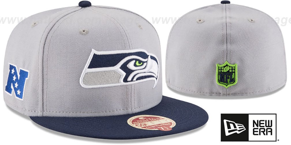 Seattle Seahawks NFL WOOL-STANDARD Grey-Navy Fitted Hat
