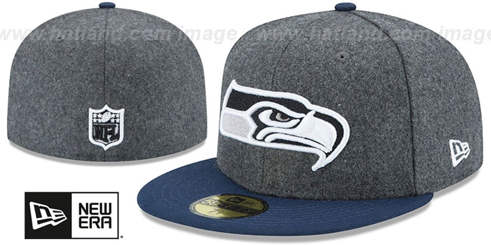 Seahawks SHADER MELTON Grey-Navy Fitted Hat by New Era
