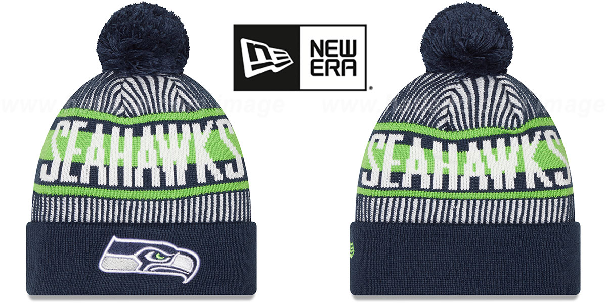 Seattle Seahawks STRIPED Knit Beanie Hat by New Era