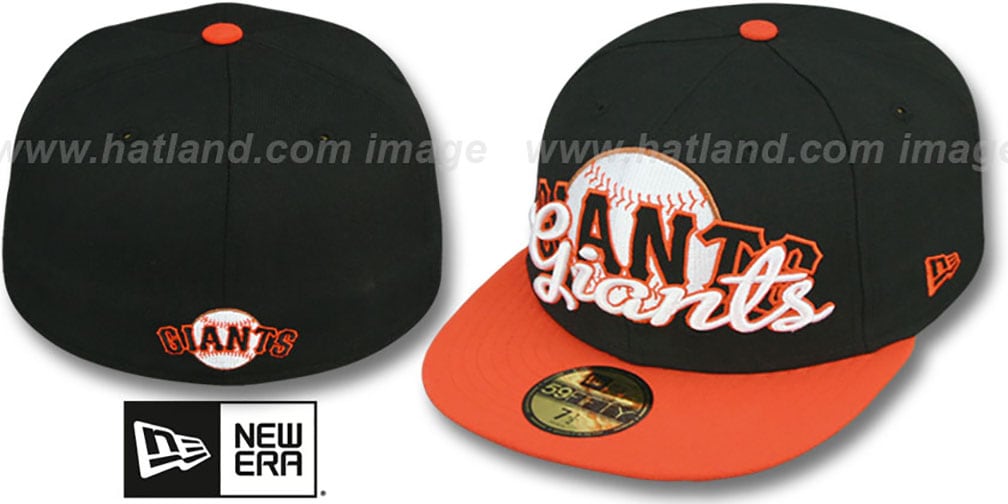 San Francisco SF Giants SCRIPT-PUNCH Black-Orange Fitted Hat