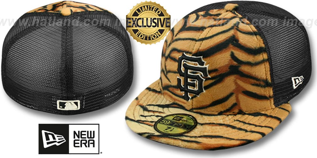 San Francisco SF Giants TIGER ANIMAL-FUR MESH-BACK Fitted Hat
