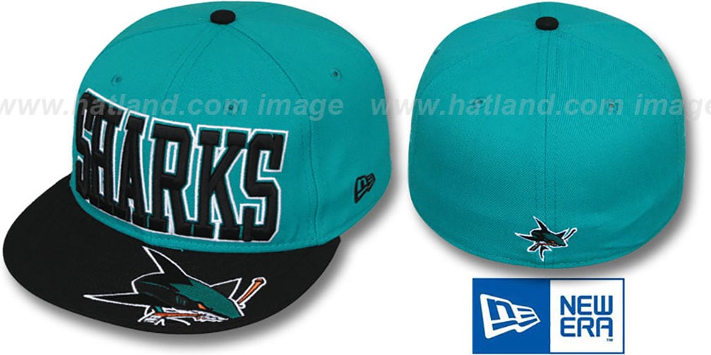 Sharks EPIC WORD Teal-Black Fitted Hat by New Era
