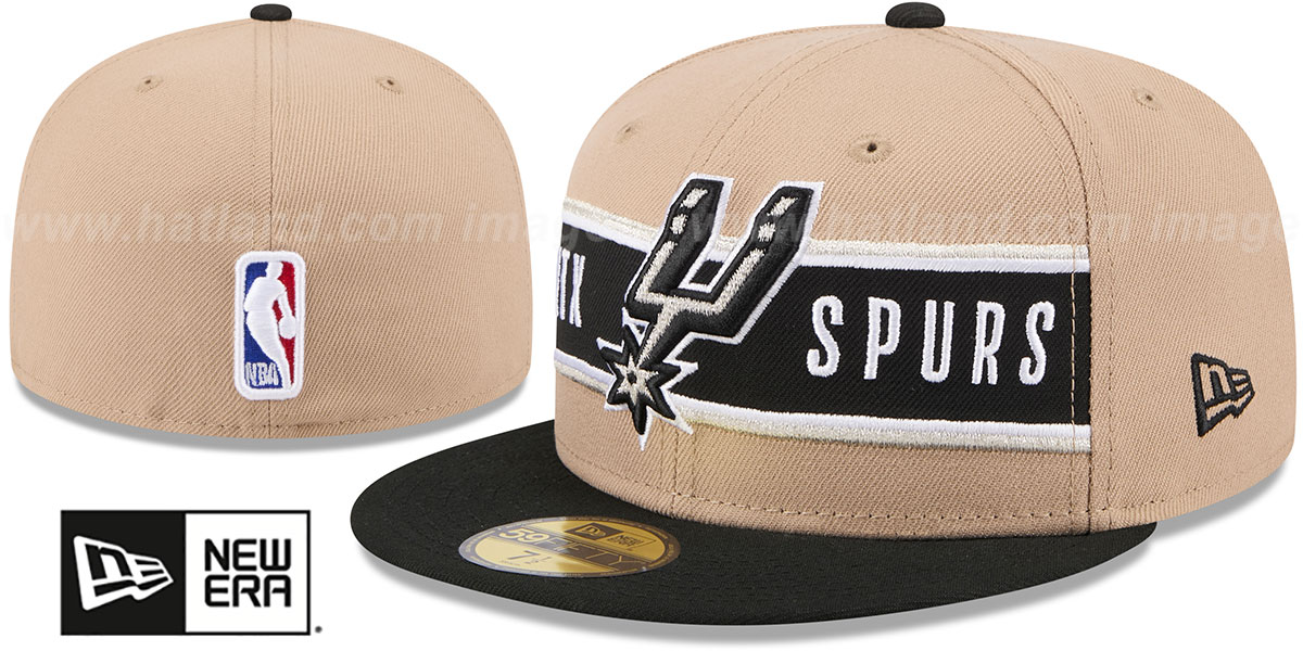 San Antonio Spurs 2024 NBA DRAFT Camel-Black Fitted Hat