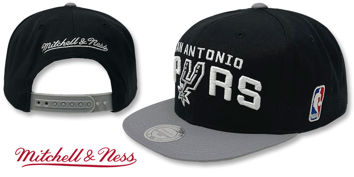 San Antonio Spurs 2T FONT XL-LOGO SNAPBACK Black-Grey Hat