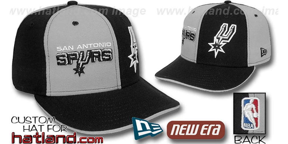 San Antonio Spurs DOUBLE WHAMMY Grey-Black Fitted Hat