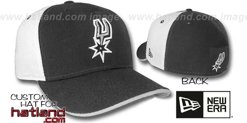 San Antonio Spurs PINWHEEL Black-White Fitted Hat by New Era