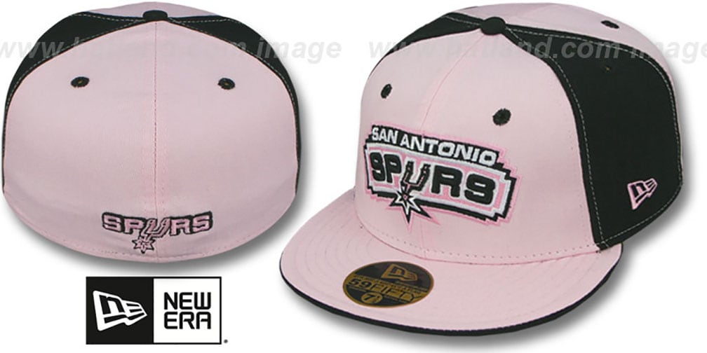 San Antonio Spurs PINWHEEL Light Pink-Black Fitted Hat
