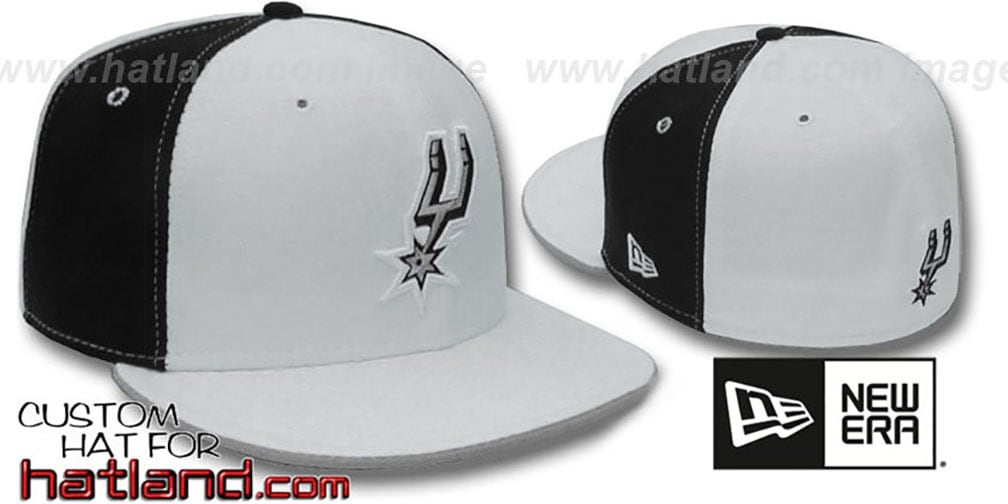 San Antonio Spurs PINWHEEL White-Black Fitted Hat by New Era