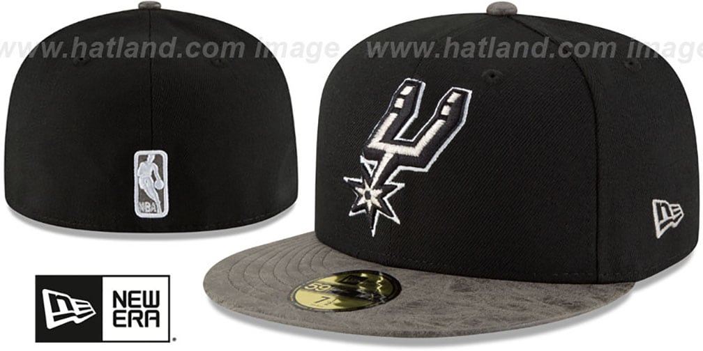 San Antonio Spurs RUSTIC-VIZE Black-Grey Fitted Hat