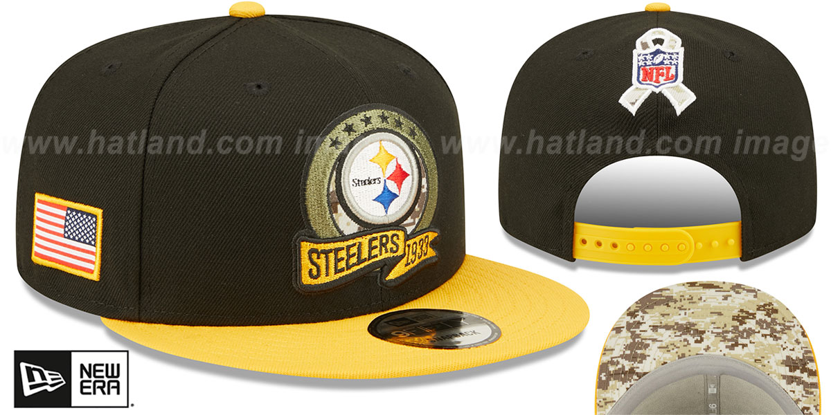 Pittsburgh Steelers 2022 SALUTE-TO-SERVICE SNAPBACK Black-Gold Ha