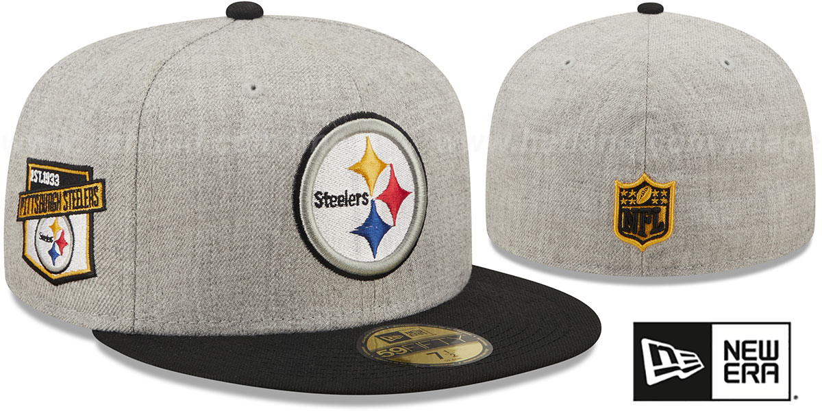 Pittsburgh Steelers EST HEATHER SIDE-PATCH Grey-Black Fitted Hat