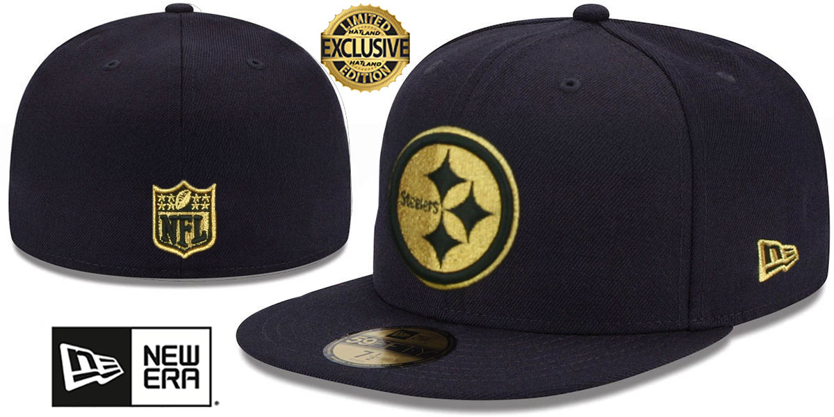Pittsburgh Steelers GOLD-METALLIC Black Fitted Hat