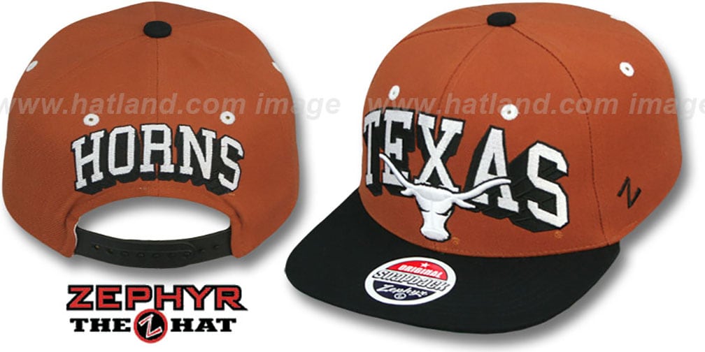 Texas 2T BLOCKBUSTER SNAPBACK Burnt Orange-Black Hat by Zephyr