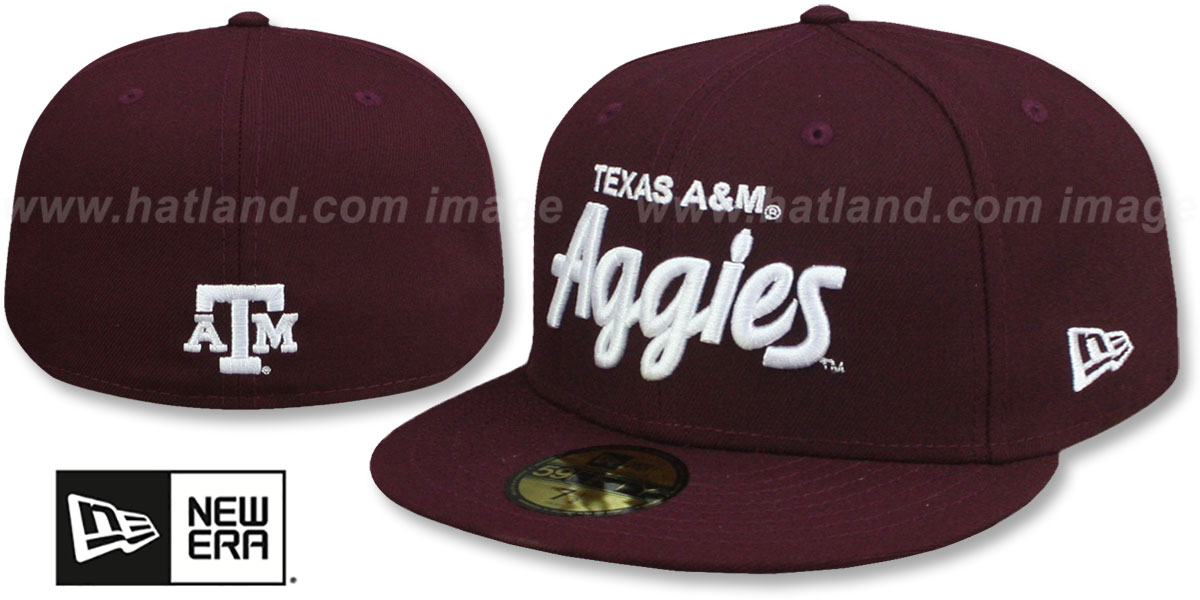 Texas A&M Texas A and M NCAA TEAM-SCRIPT Maroon Fitted Hat