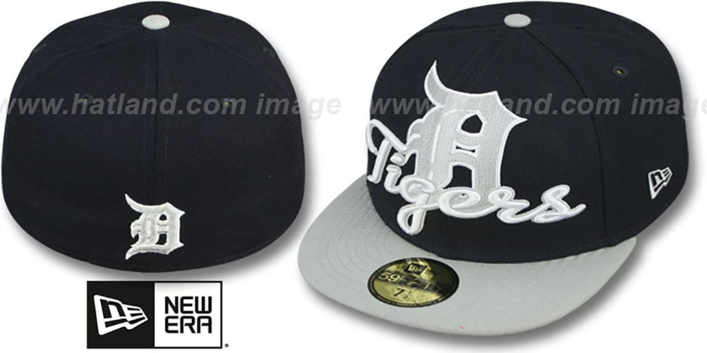 Detroit Tigers SCRIPT-PUNCH Navy-Grey Fitted Hat by New Era