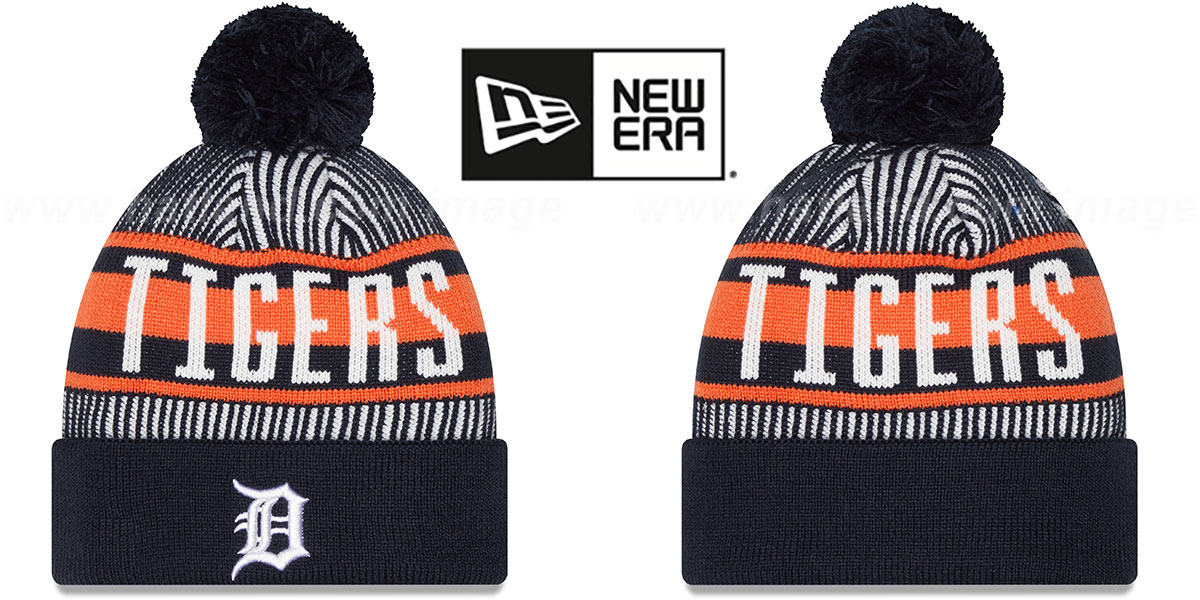 Detroit Tigers STRIPED Knit Beanie Hat by New Era