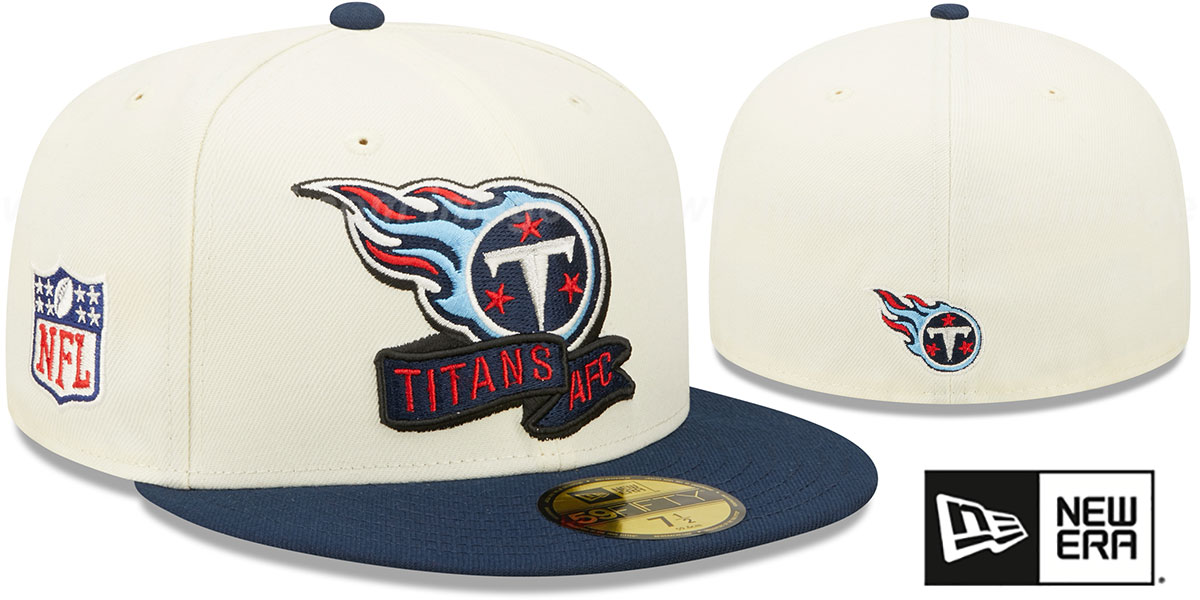 Tennessee Titans 2022 NFL SIDELINE Cream-Navy Fitted Hat