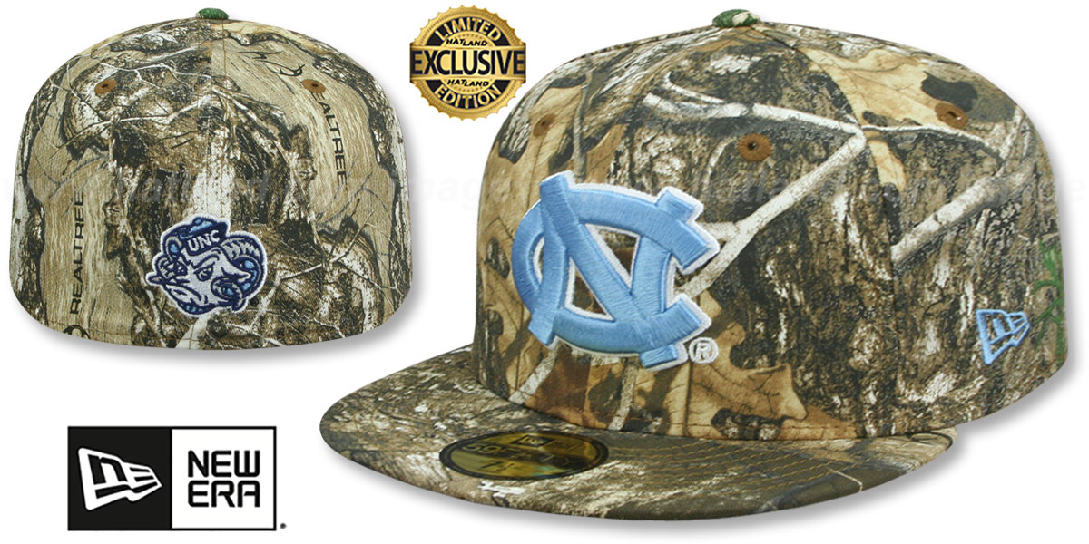 North Carolina UNC NCAA TEAM-BASIC Realtree Camo Fitted Hat