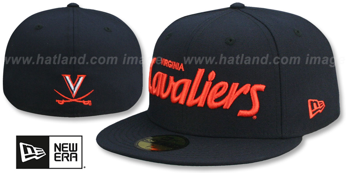 Virginia NCAA TEAM-SCRIPT Navy Fitted Hat by New Era