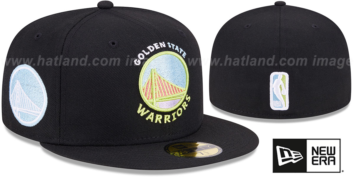 Golden State Warriors COLOR PACK SIDE-PATCH Black Fitted Hat