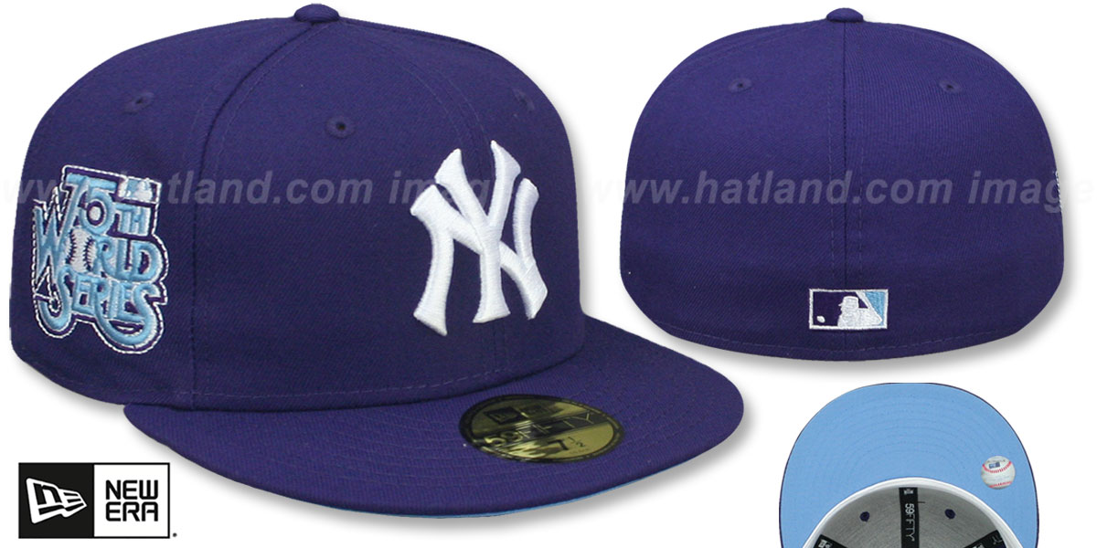 New York Yankees 75TH WORLD SERIES SKY-BOTTOM Purple Fitted Hat