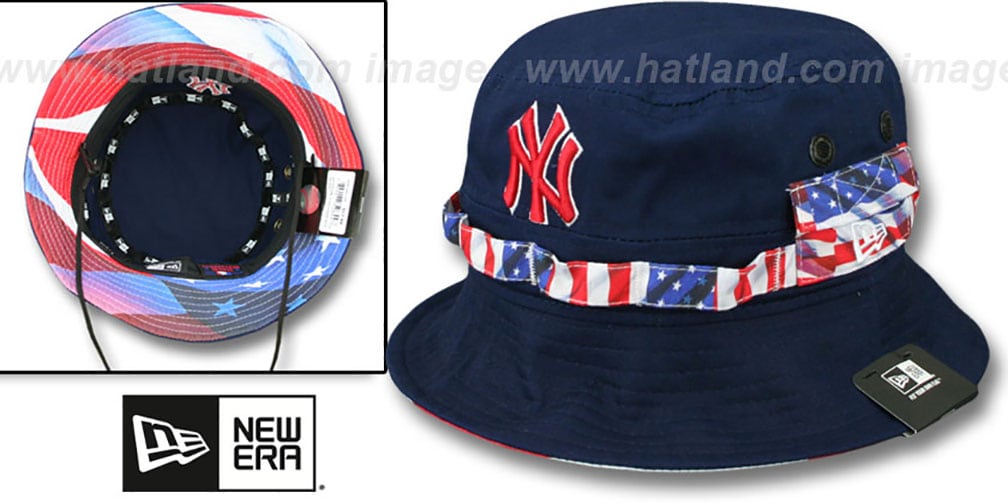 New York Yankees ADVENTURE FLAG Navy Bucket Hat by New Era