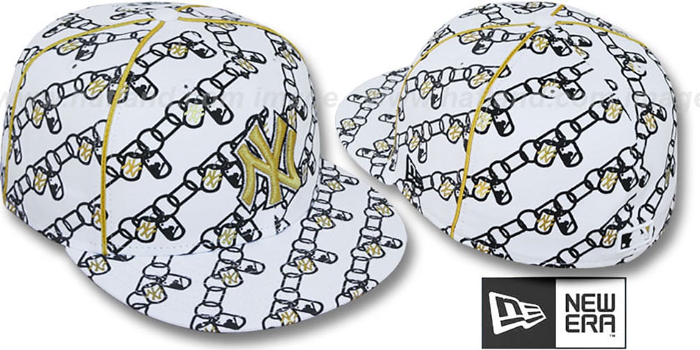 New York Yankees DAWG CHAIN White-Black Fitted Hat