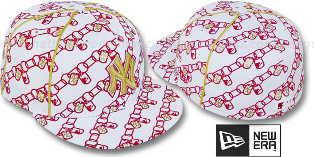New York Yankees DAWG CHAIN White-Red Fitted Hat by New Era