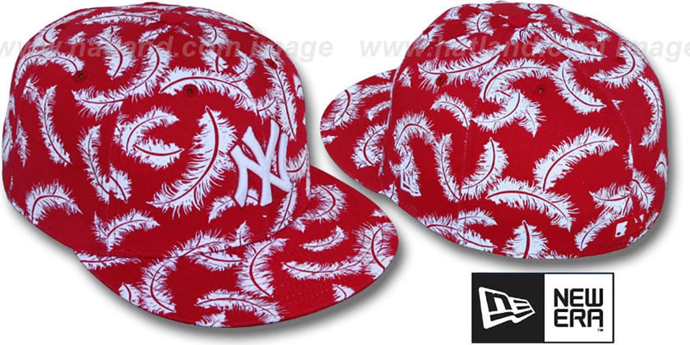 New York Yankees FEATHERS Red-White Fitted Hat by New Era