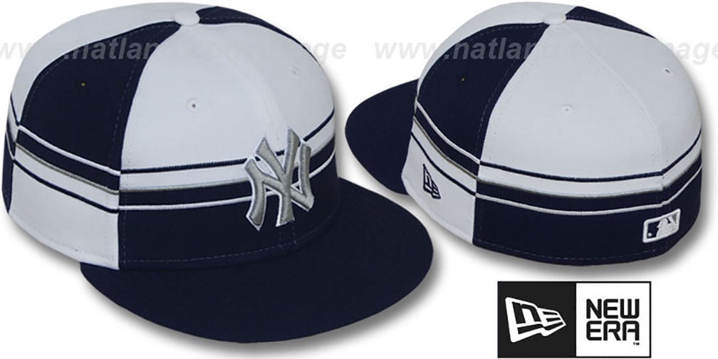 New York Yankees HORIZONTAL WRAP Navy-White Fitted Hat