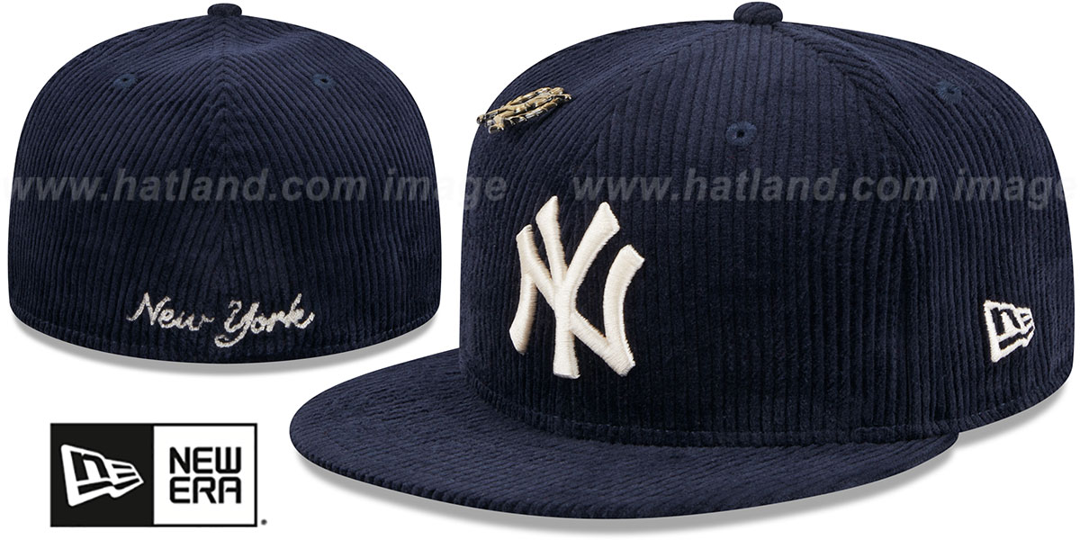 New York Yankees LETTERMAN PIN CORDUROY Navy Fitted Hat