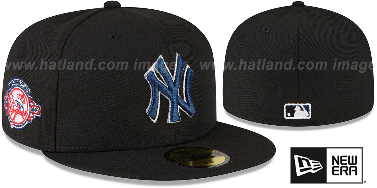 New York Yankees METALLIC LOGO SIDE-PATCH Black Fitted Hat