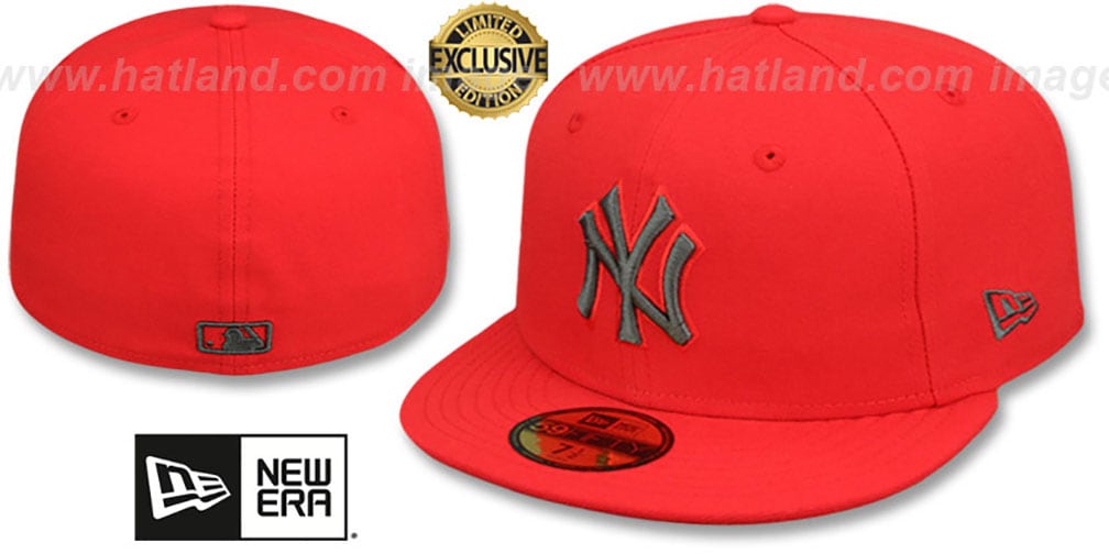 New York Yankees MLB TEAM-BASIC Fire Red-Charcoal Fitted Hat