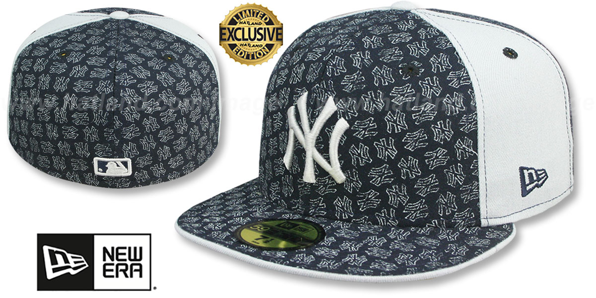 New York Yankees NY FADE ALL-OVER PINWHEEL Navy-Grey Fitted Hat
