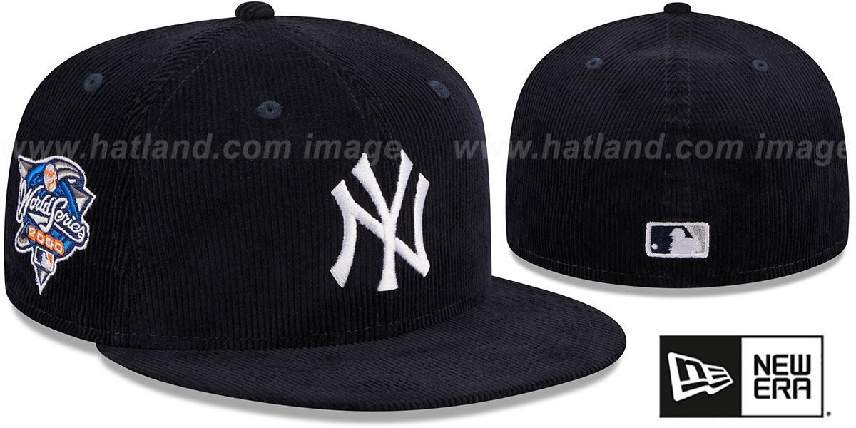 New York Yankees OLD SCHOOL CORDUROY SIDE-PATCH Navy Fitted Hat