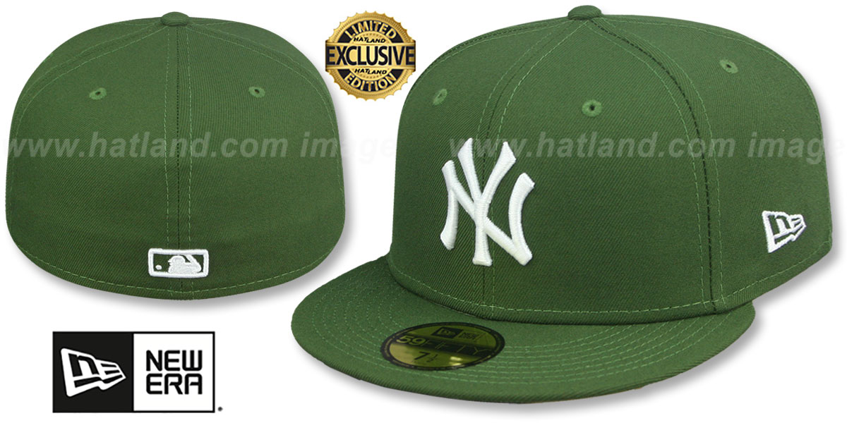 New York Yankees TEAM-BASIC Rifle Green-White Fitted Hat