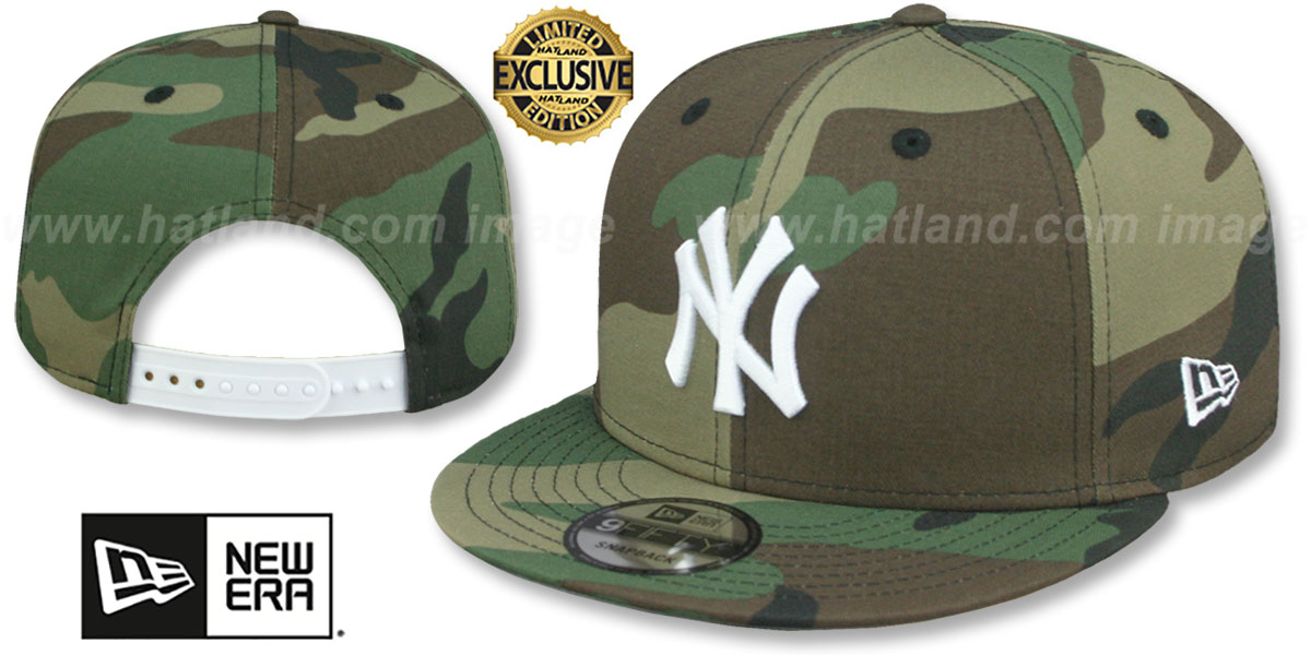 New York Yankees TEAM-BASIC SNAPBACK Army Camo-White Hat