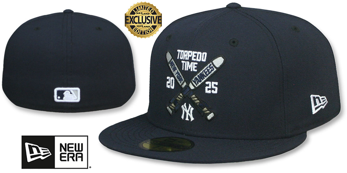 New York Yankees TORPEDOTIME CROSSED BATS Navy Fitted Hat