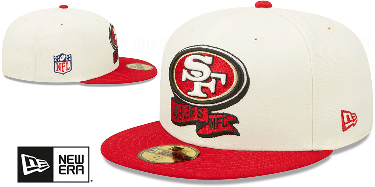 San Francisco 49ers 2022 NFL SIDELINE Cream-Red Fitted Hat