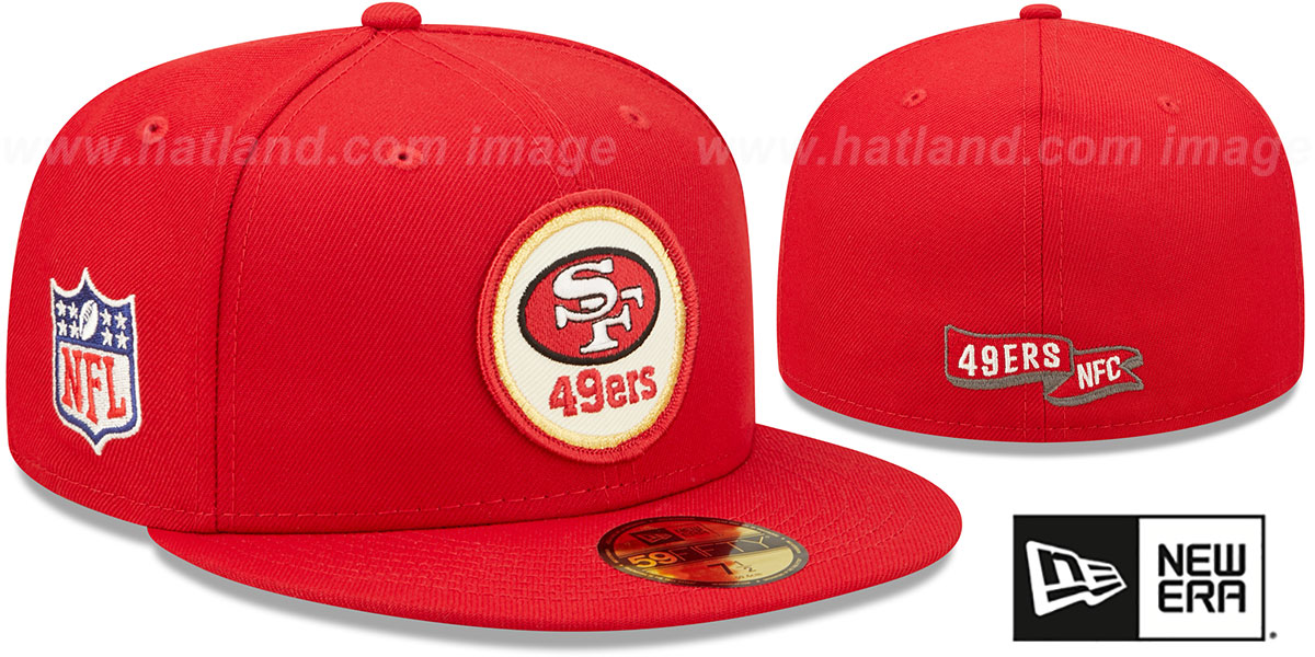 San Francisco 49ers 2022 NFL THROWBACK SIDELINE Red Fitted Hat