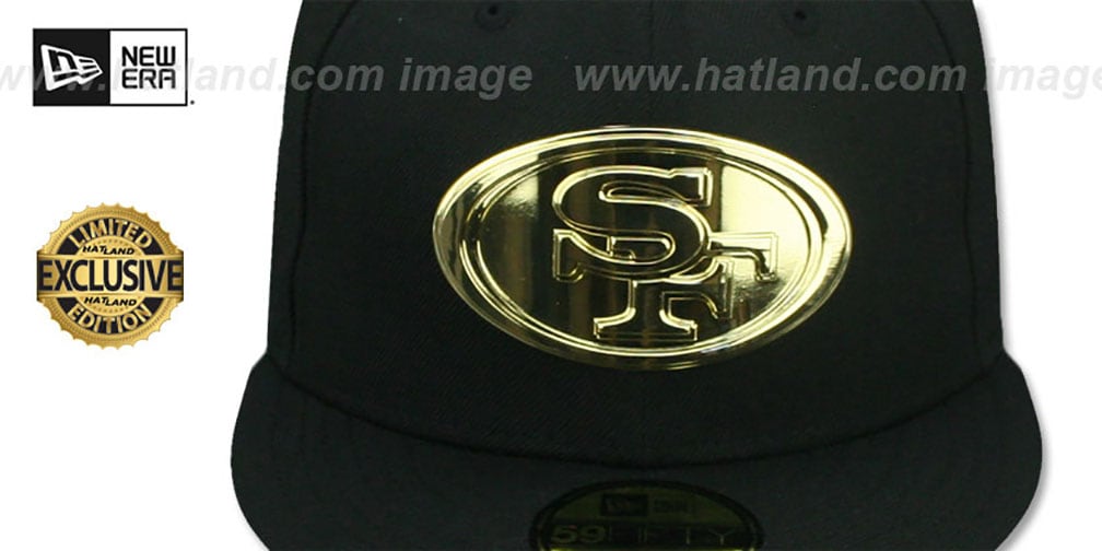 San Francisco 49ers GOLD METAL-BADGE Black Fitted Hat
