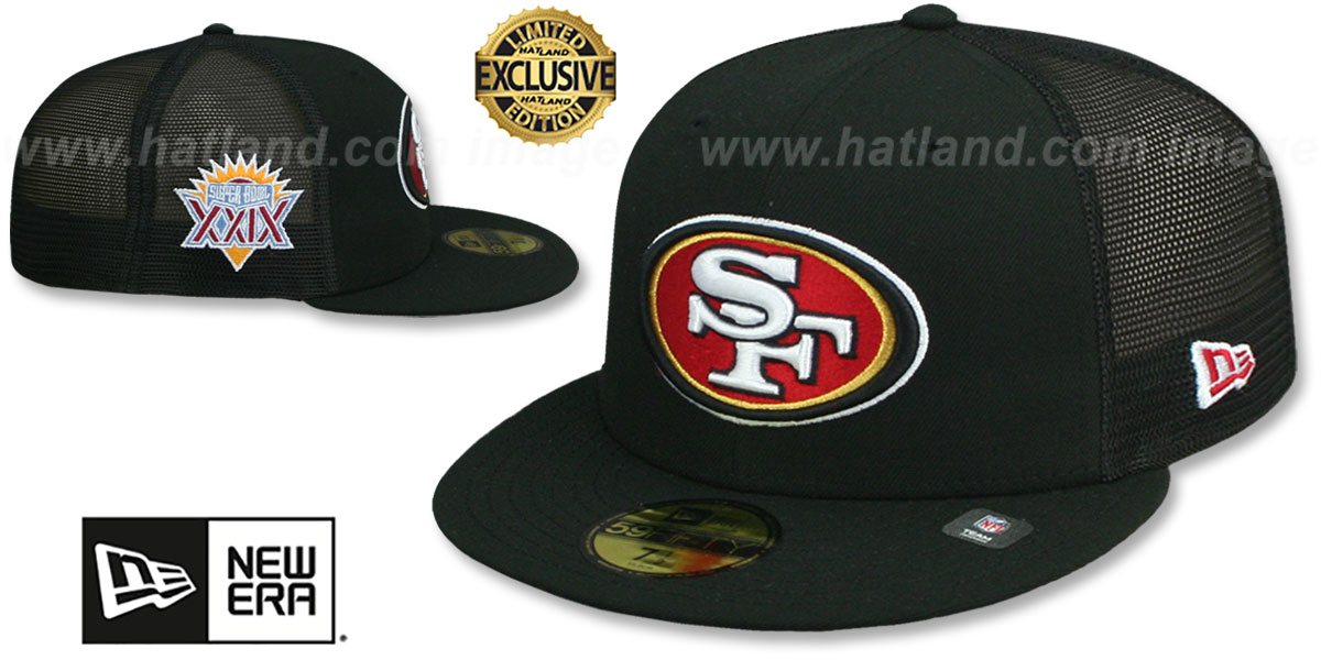 San Francisco 49ers SB XXIX MESH-BACK SIDE-PATCH Black-Black Fitt